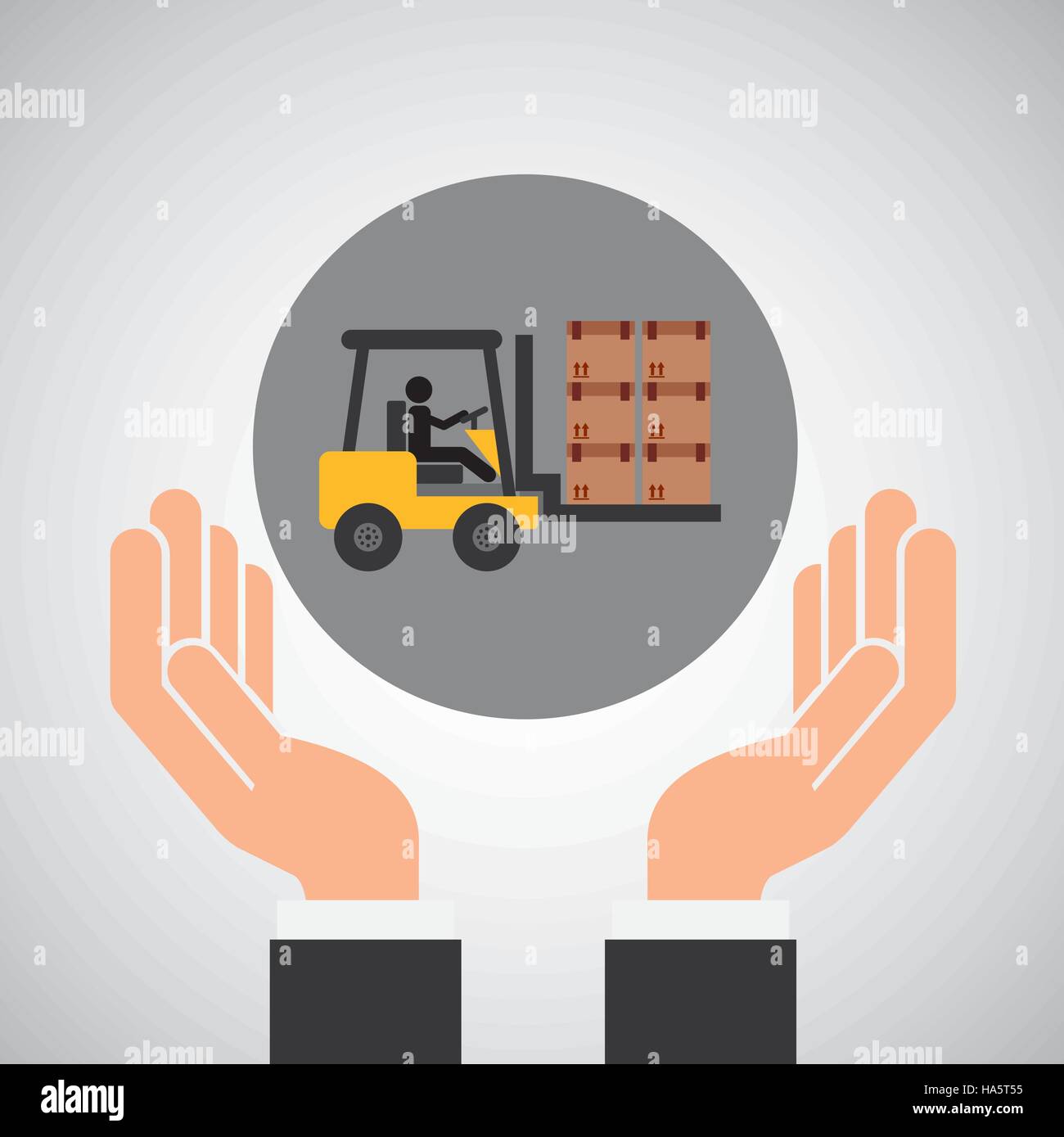 hand delivery service forklift truck boxes graphic vector illustration ...