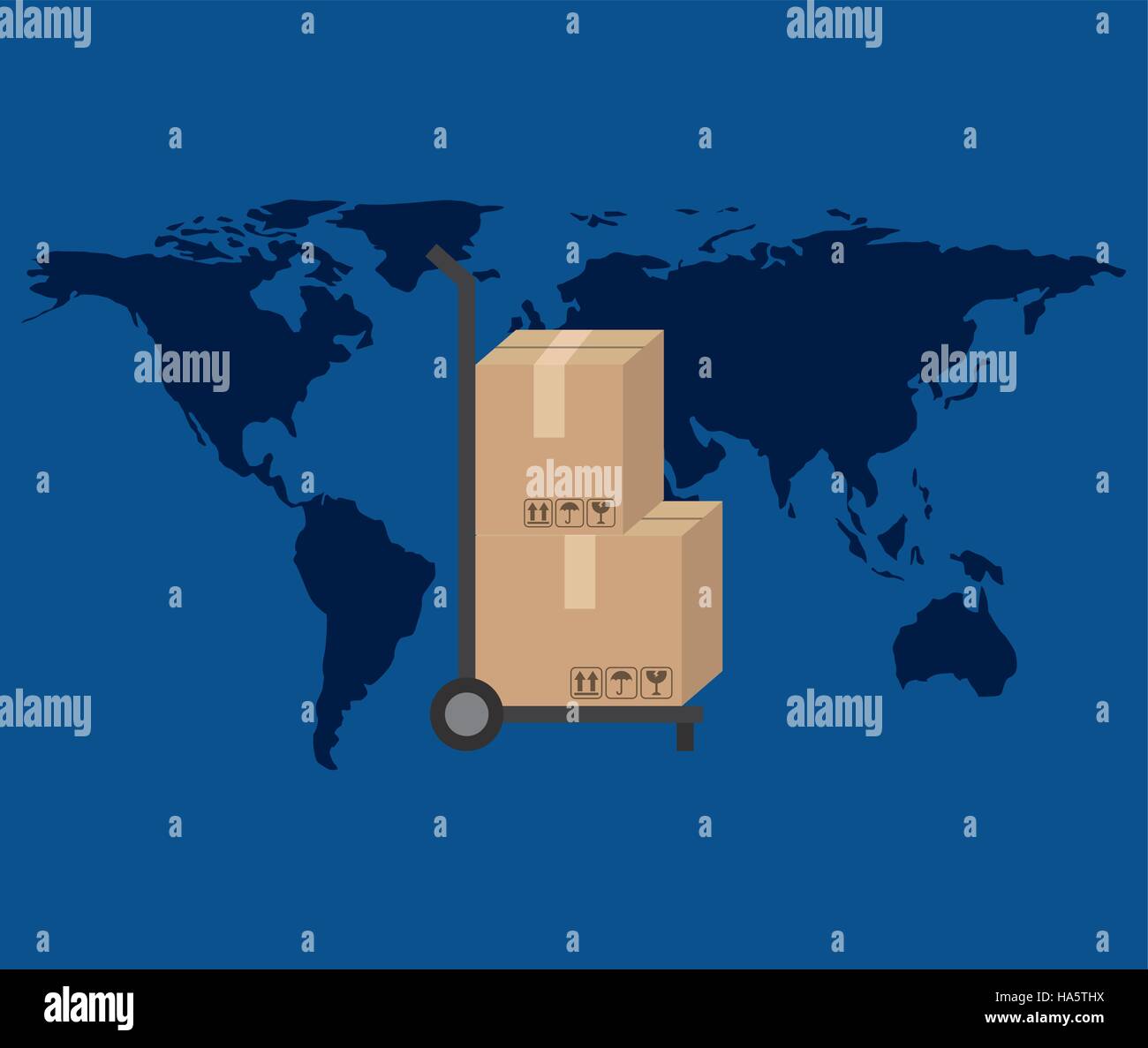 globe world delivery trolley package graphic vector illustration eps 10 ...