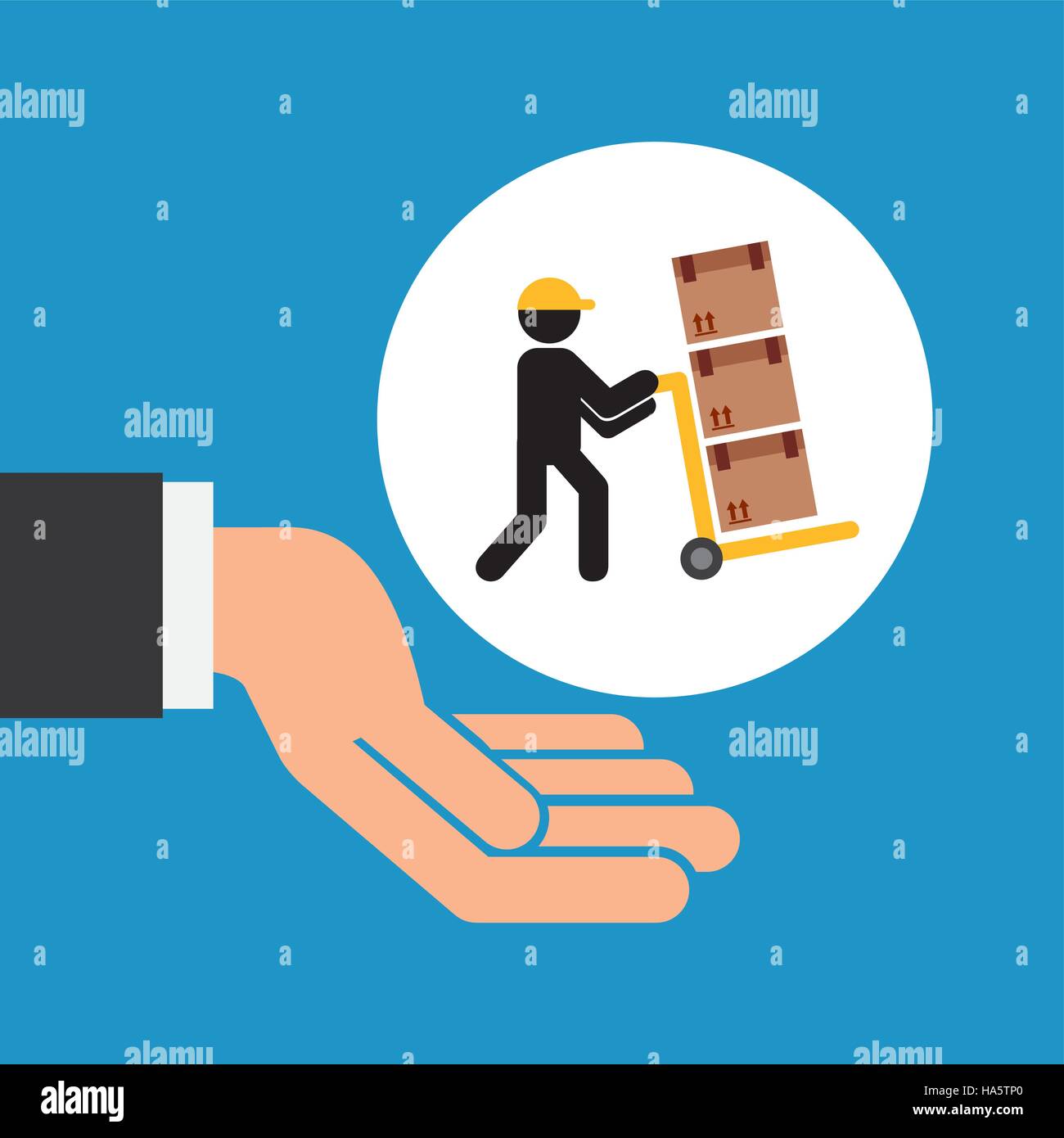 hand delivery service man carrying cardboard box graphic vector ...