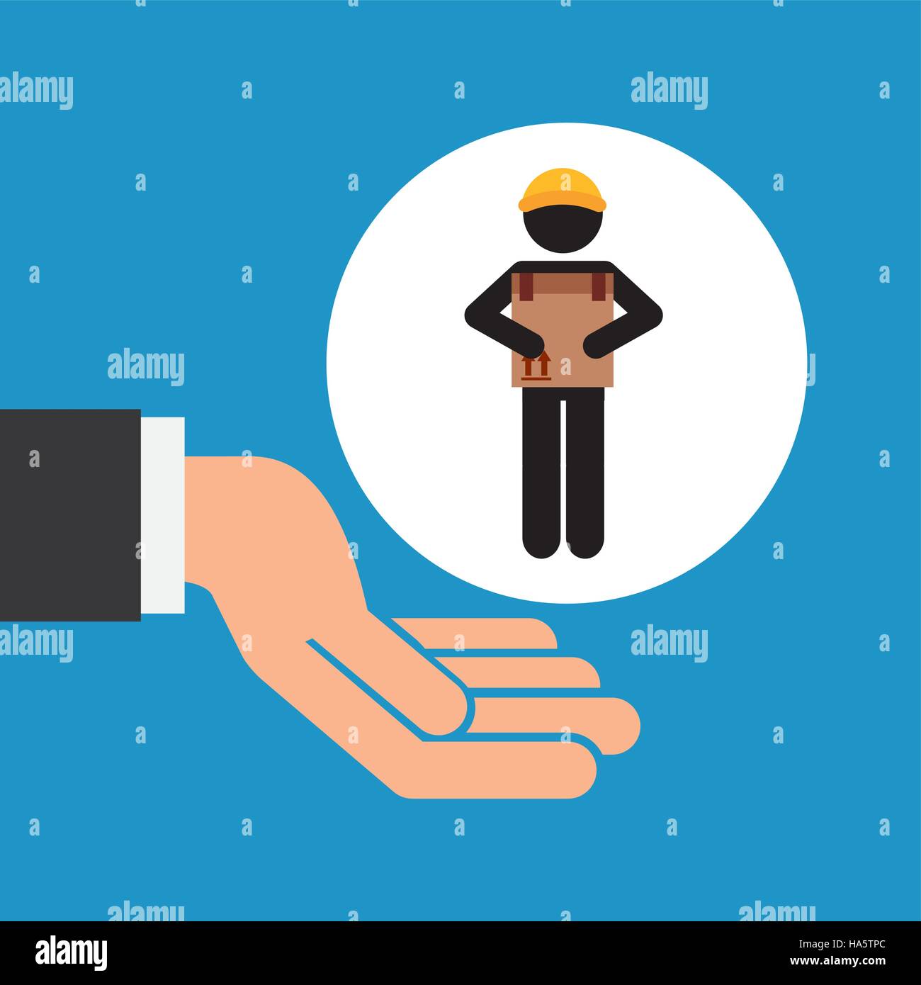hand delivery service man package graphic vector illustration eps 10 ...