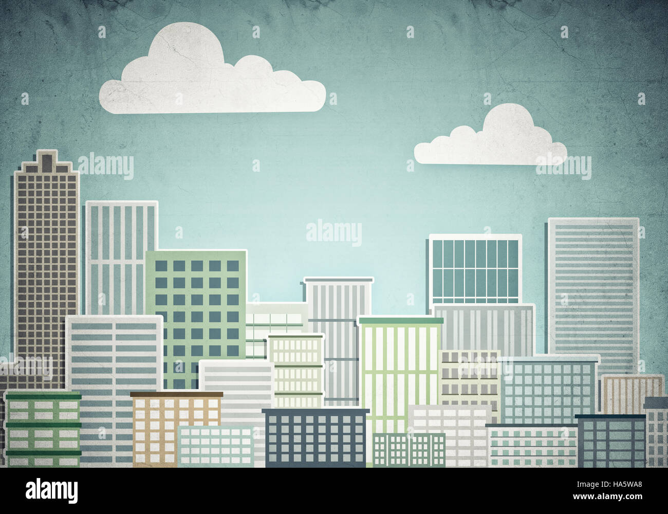 Illustration of cityscape with fancy buildings and skyscrapers Stock ...