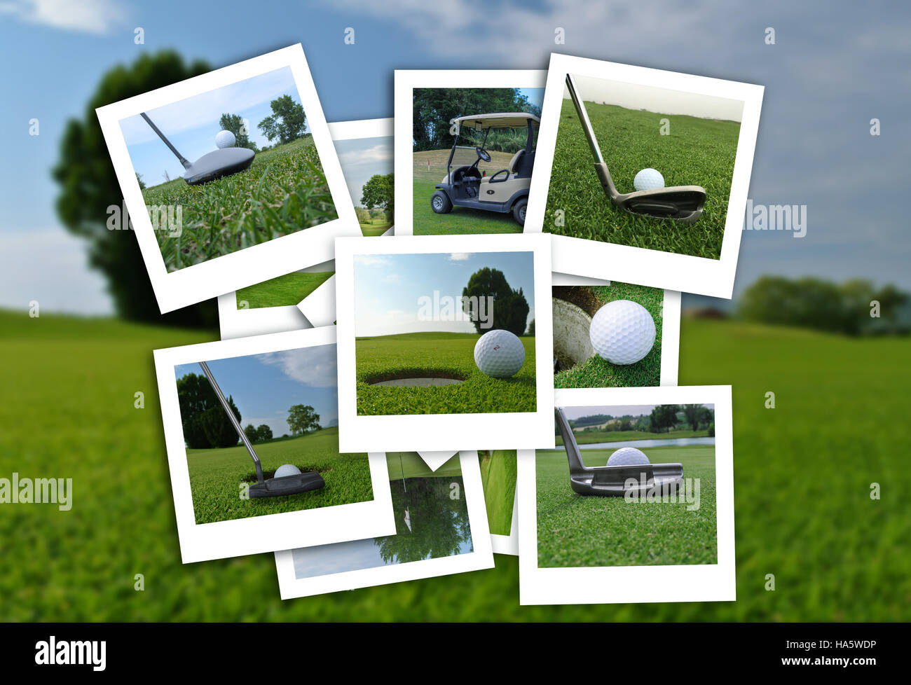 a beautiful collage of golf photos in various format Stock Photo - Alamy