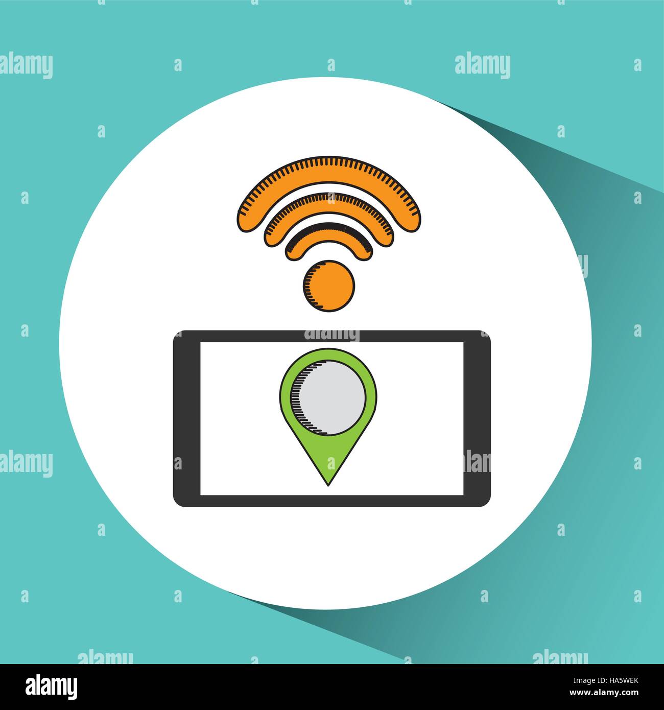 hand holding mobile wifi pin navigation vector illustration eps 10 ...