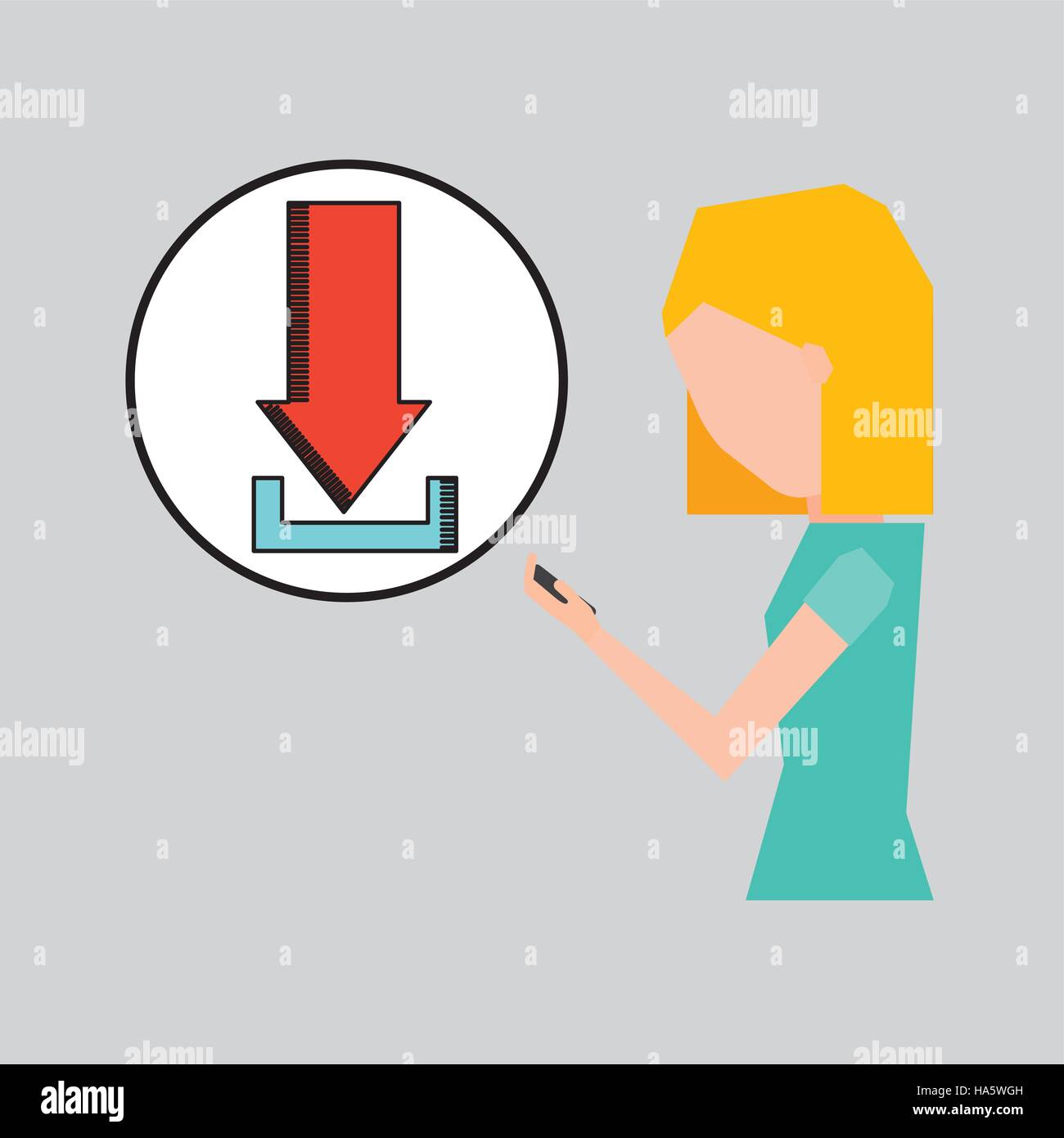 girl using phone download icon graphic vector illustration eps 10 Stock ...