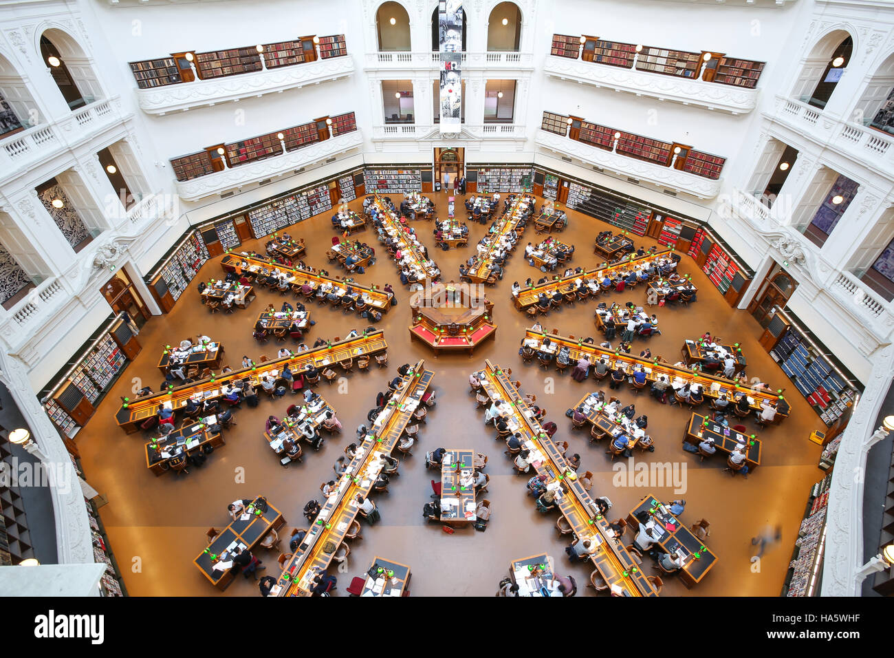 State Library of Victoria in Melbourne, Australia. Top view of interior ...