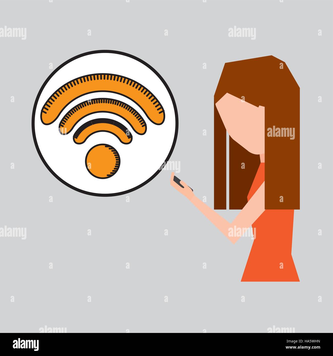 girl using phone wifi internet graphic vector illustration eps 10 Stock ...