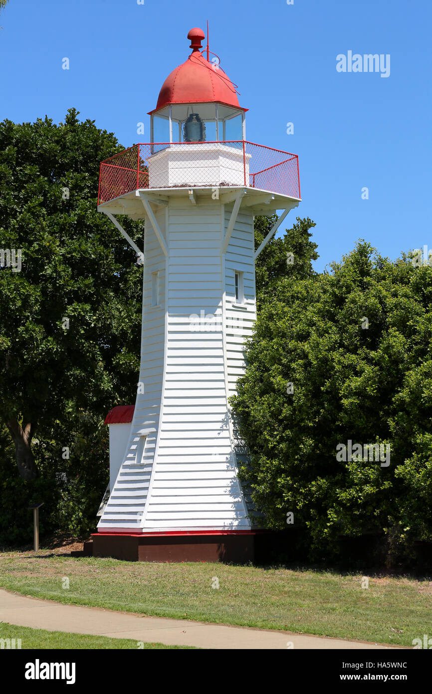The beautiful red and white Burnett Heads historical Lighthouse in ...