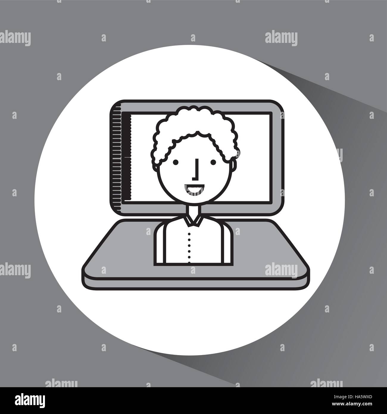 drawing computer boy character vector illustration eps 10 Stock Vector ...