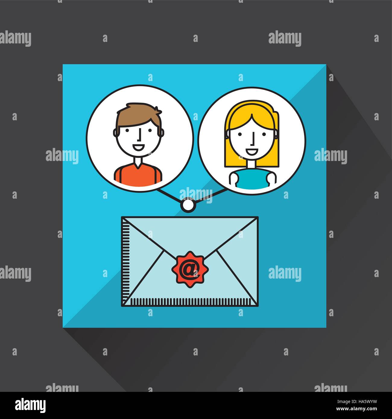 boy and girl draw email social media vector illustration eps 10 Stock ...