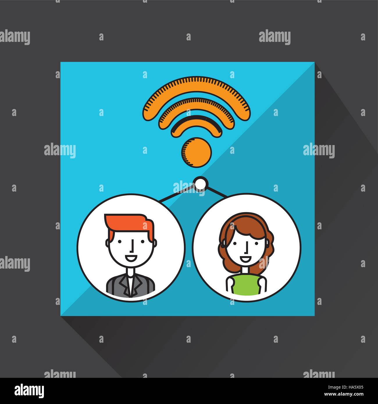 boy and girl draw internet social media vector illustration eps 10 ...