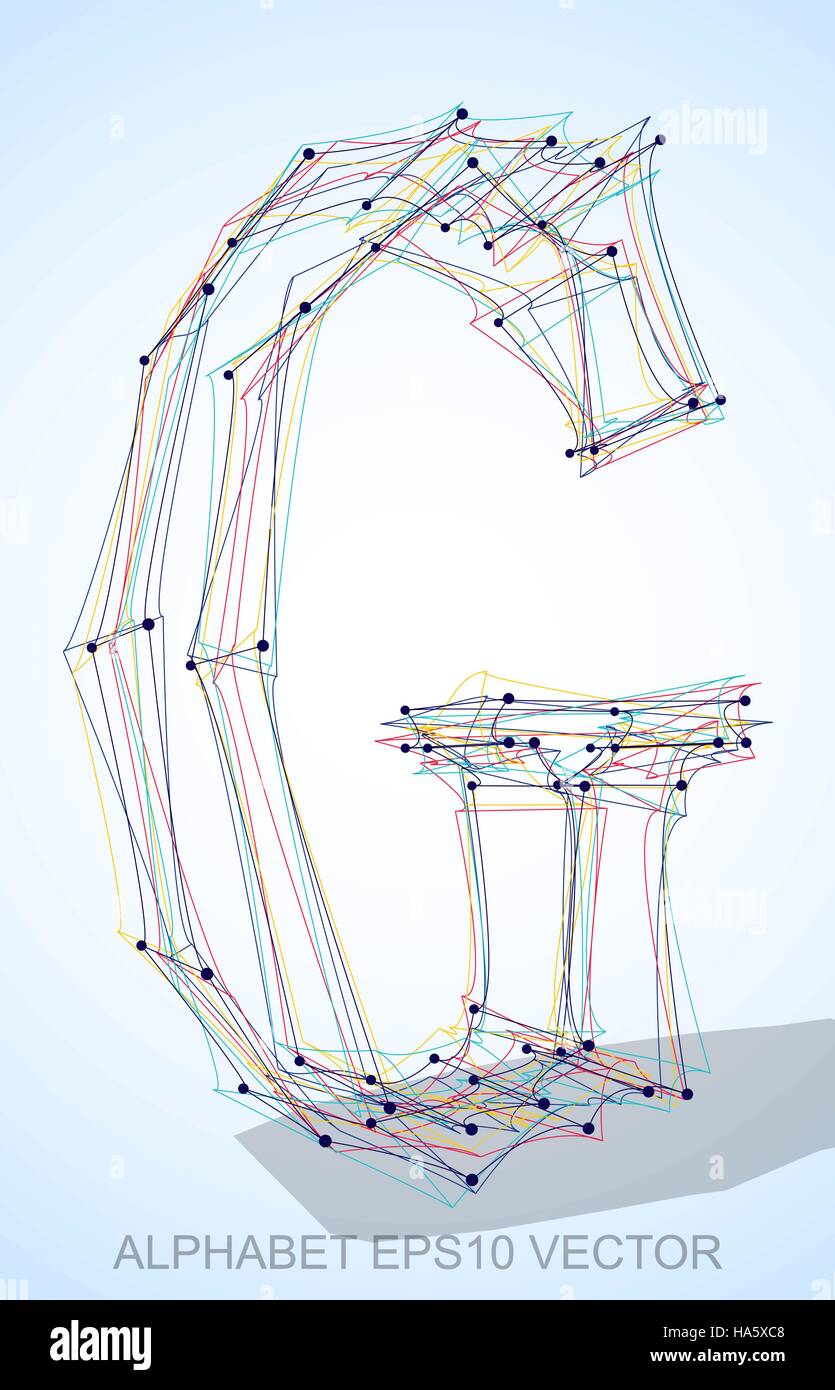 Abstract illustration of a Multicolor sketched uppercase letter G with ...