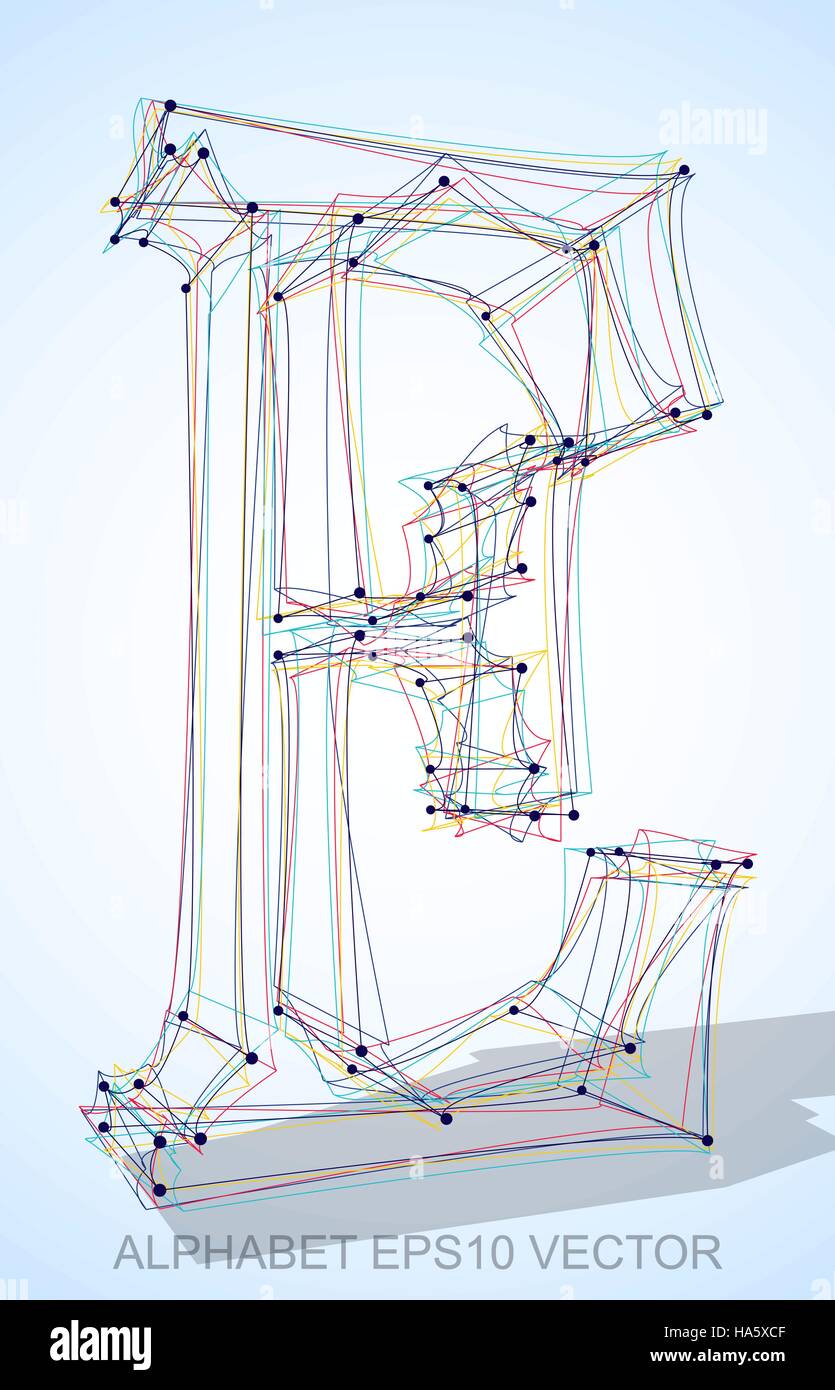 Abstract illustration of a Multicolor sketched uppercase letter E with ...