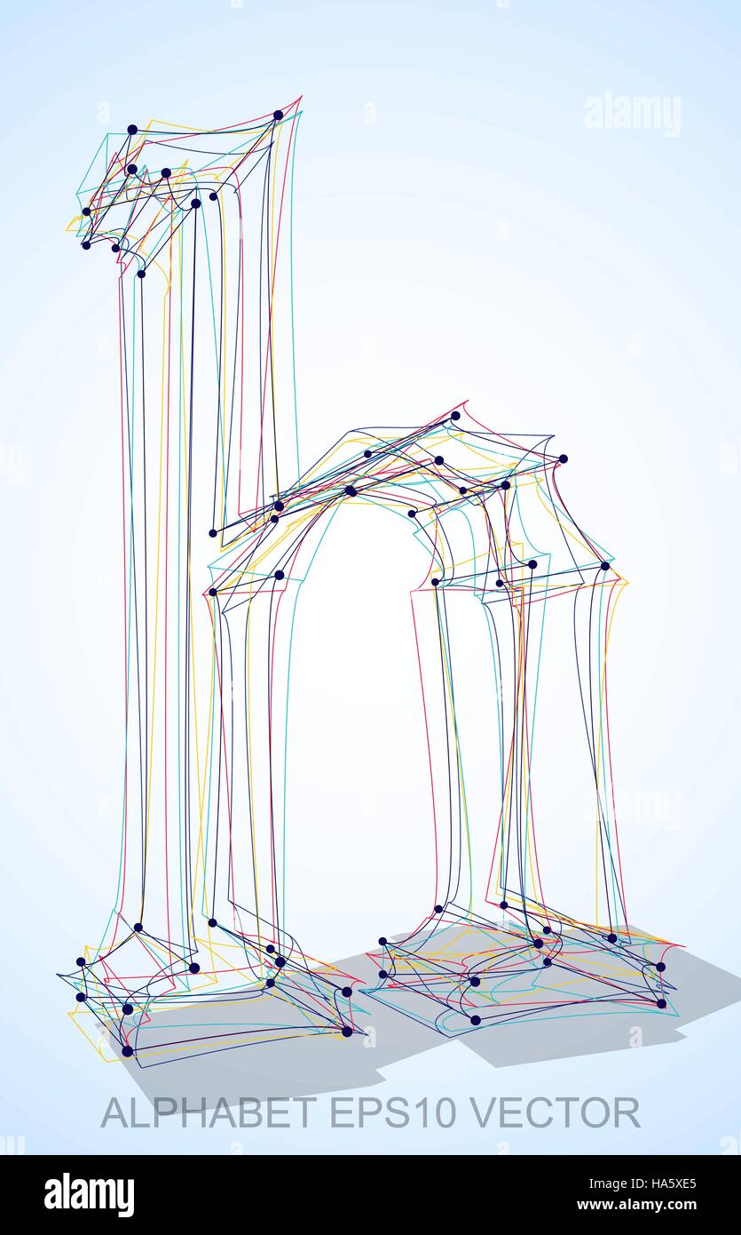 Abstract illustration of a Multicolor sketched lowercase letter H with ...