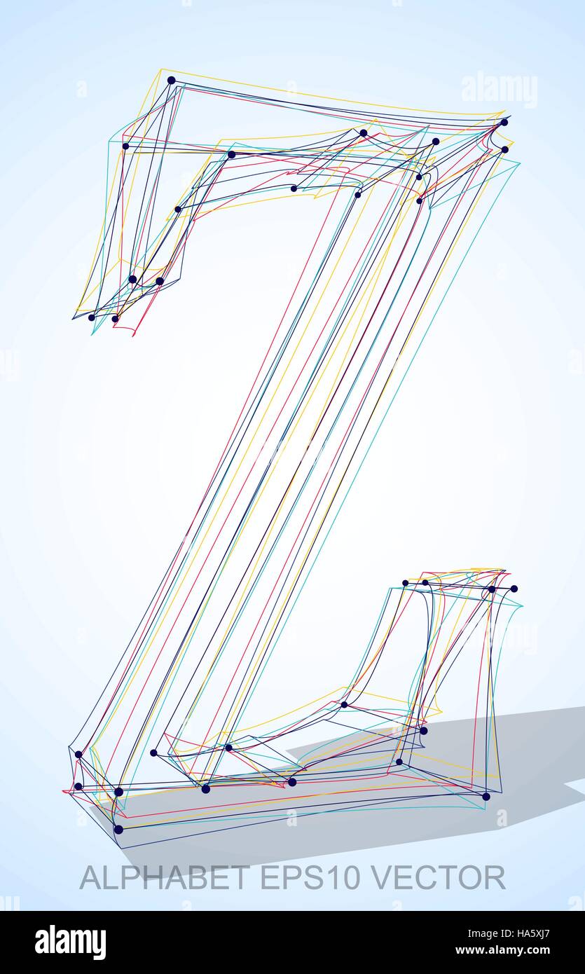 Abstract illustration of a Multicolor sketched uppercase letter Z with ...