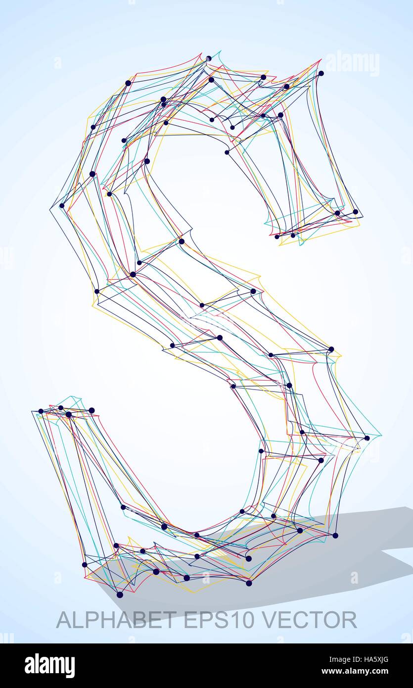 Abstract illustration of a Multicolor sketched uppercase letter S with ...