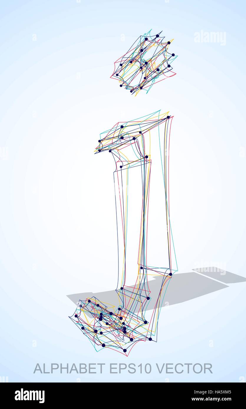 Abstract illustration of a Multicolor sketched lowercase letter J with ...