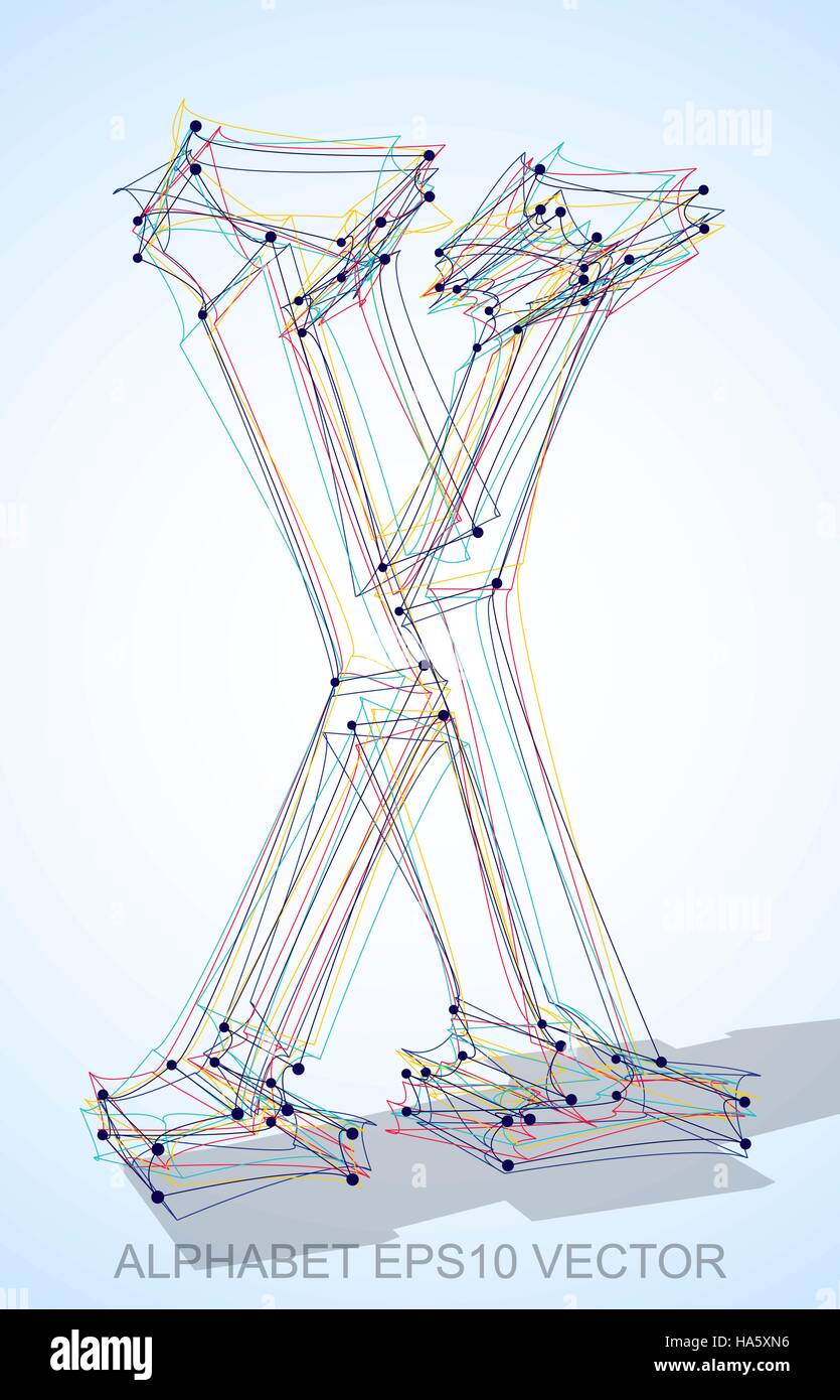 Abstract illustration of a Multicolor sketched uppercase letter X with ...