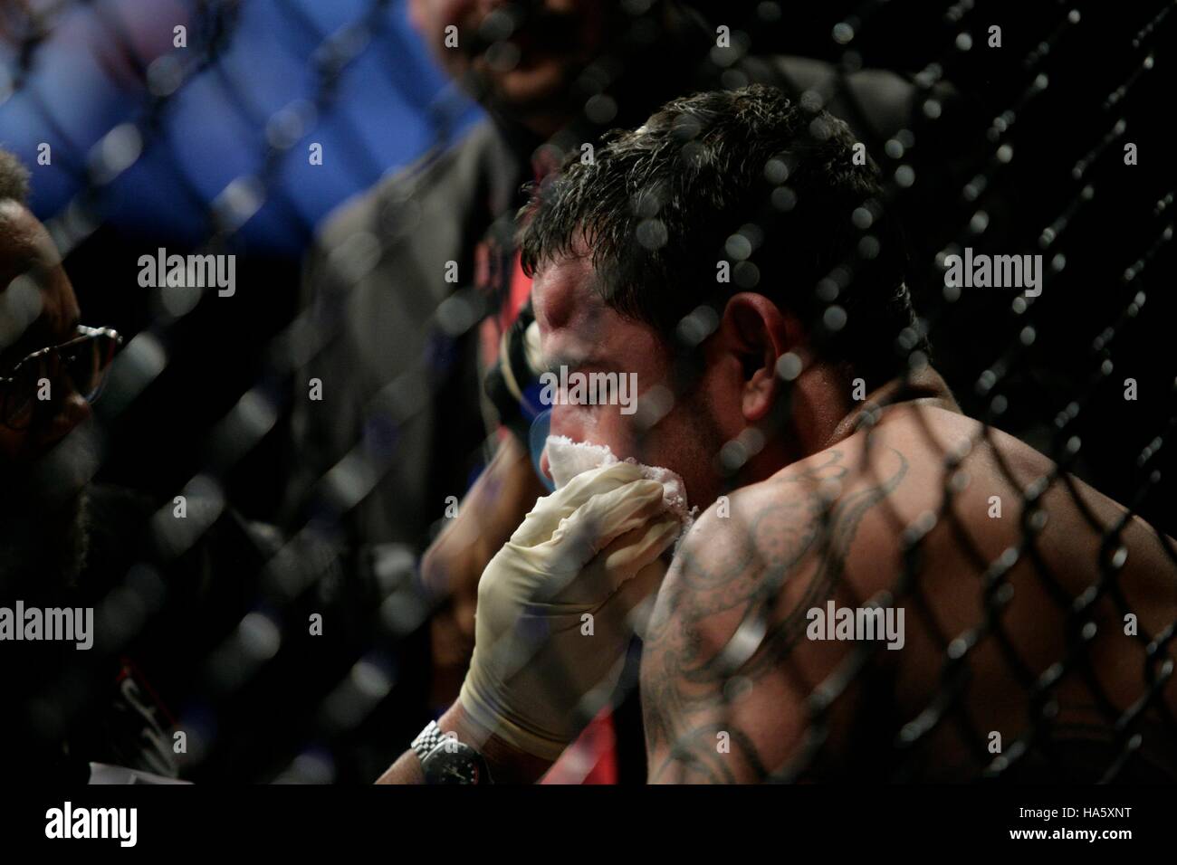 Diego Saraiva in his corner at UFC 76 during a mixed martial arts match ...