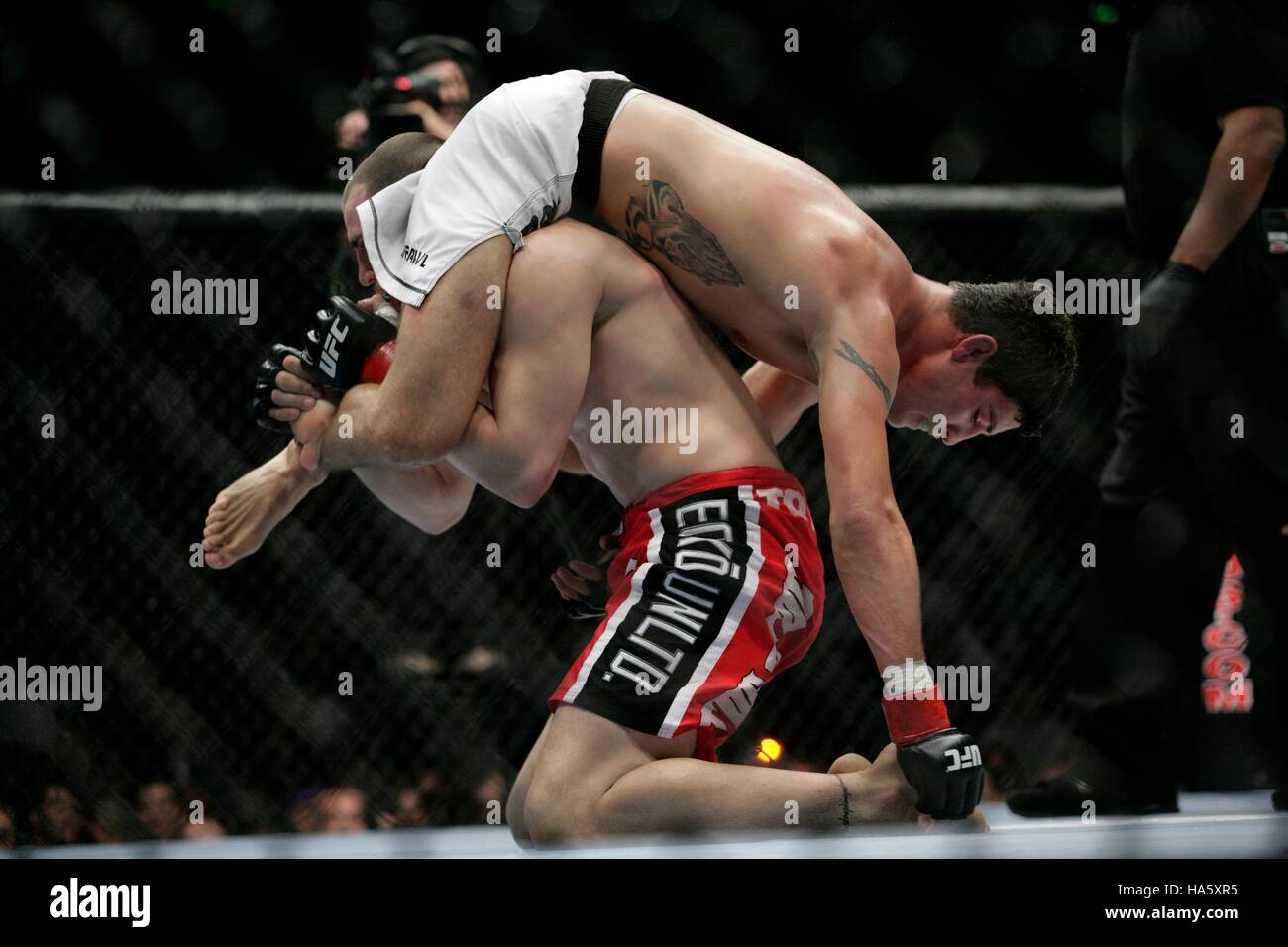 Diego Sanchez, top, fights Jon Fitch at UFC 76 during a mixed martial ...