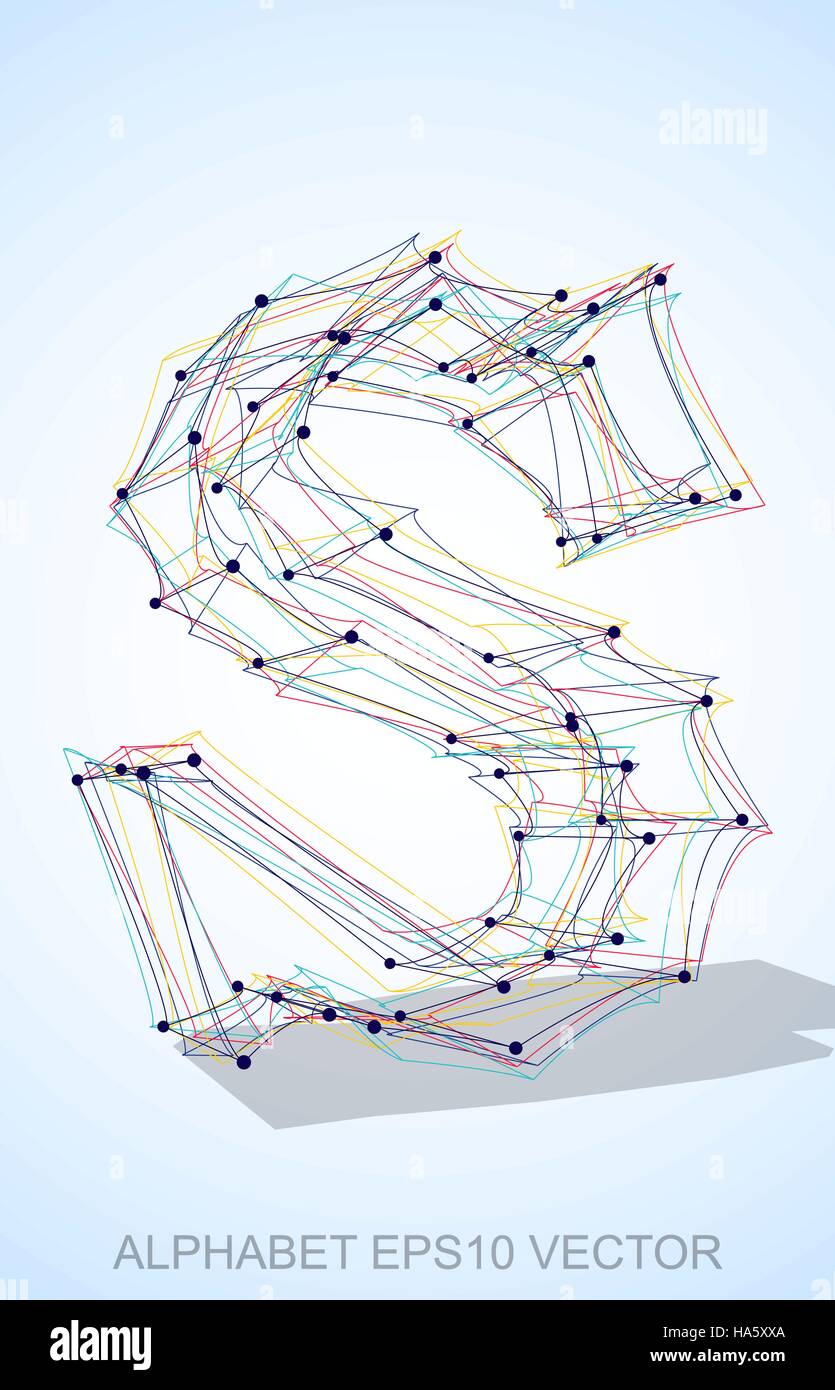 Abstract illustration of a Multicolor sketched lowercase letter S with ...