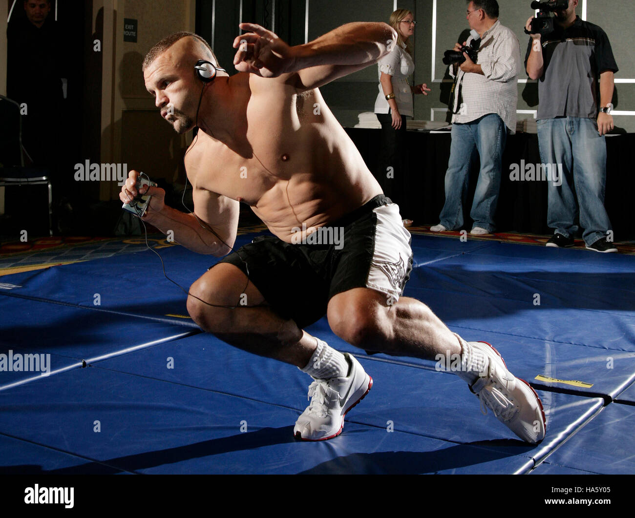 UFC fighter Chuck Liddell at a training session in Anaheim, California ...