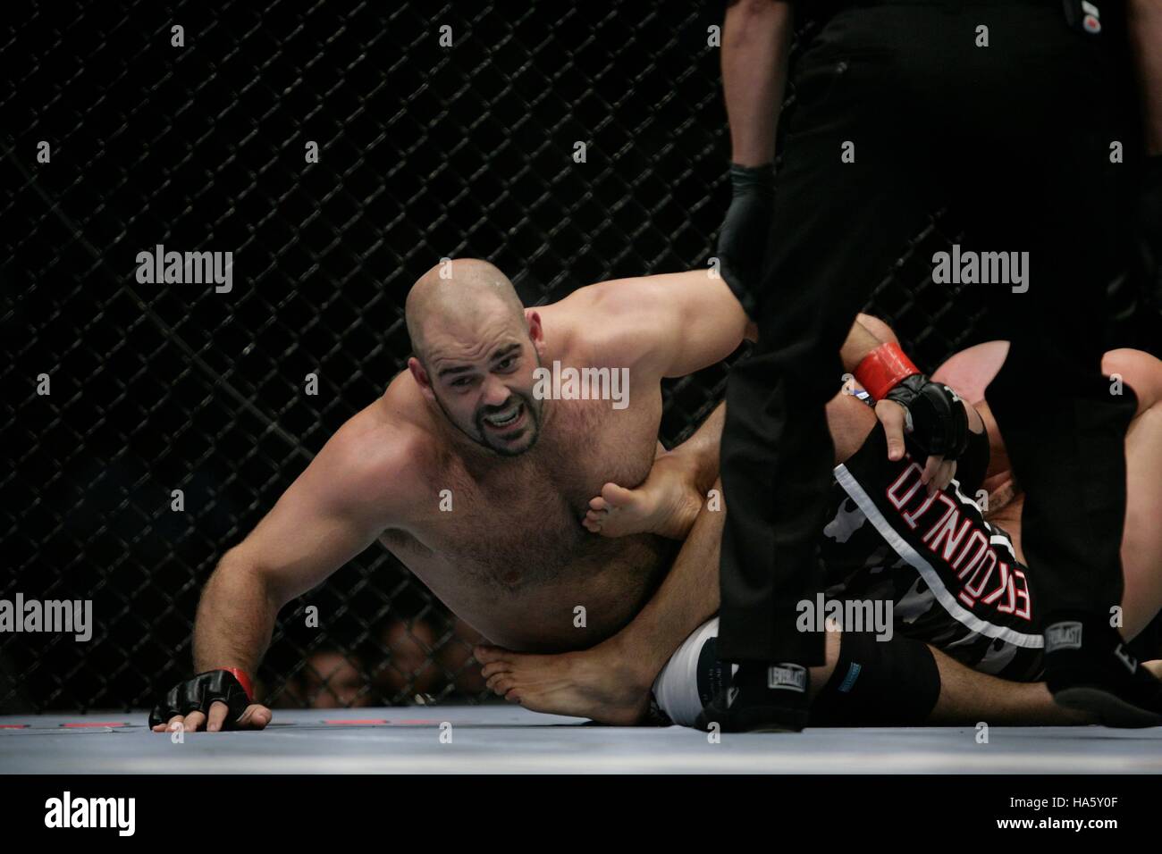 Scott Junk, left, fights Christian Wellisch at UFC 76 during a mixed ...