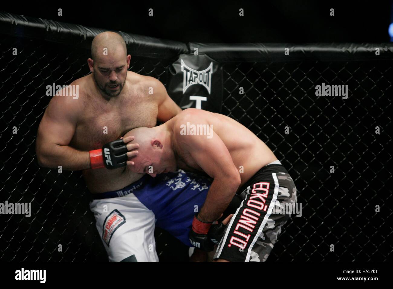Scott Junk, left, fights Christian Wellisch at UFC 76 during a mixed ...