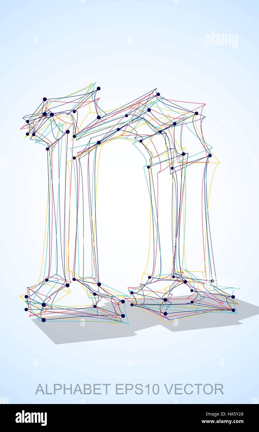 Abstract illustration of a Multicolor sketched lowercase letter N with ...