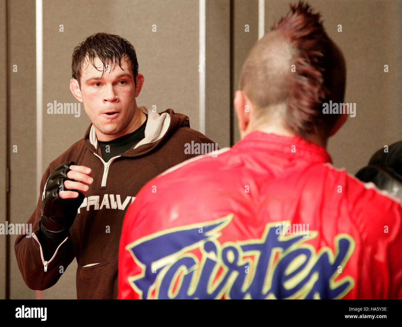 UFC fighter Forrest Griffin, left, at a training session in Anaheim ...