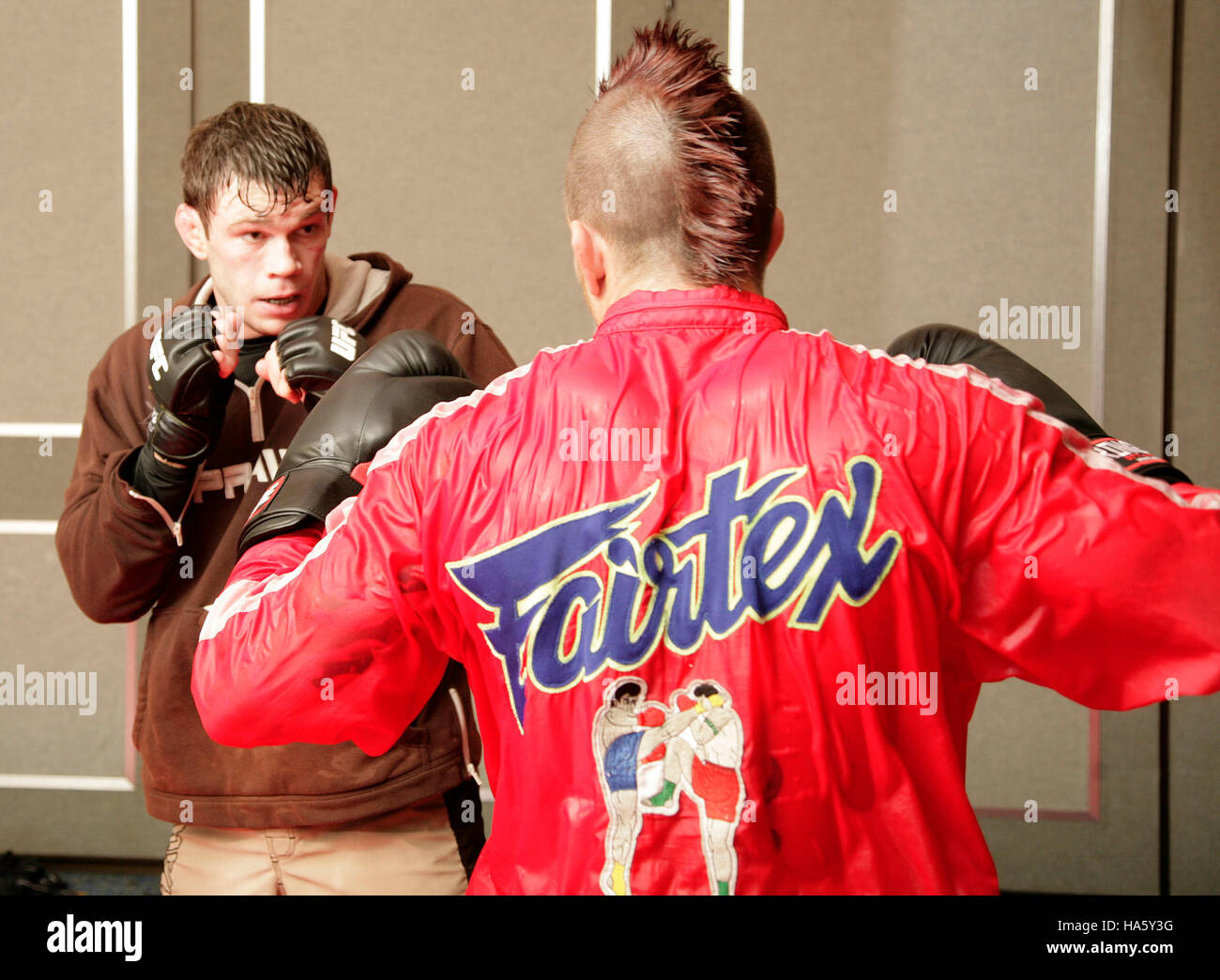 UFC fighter Forrest Griffin, left, at a training session in Anaheim ...