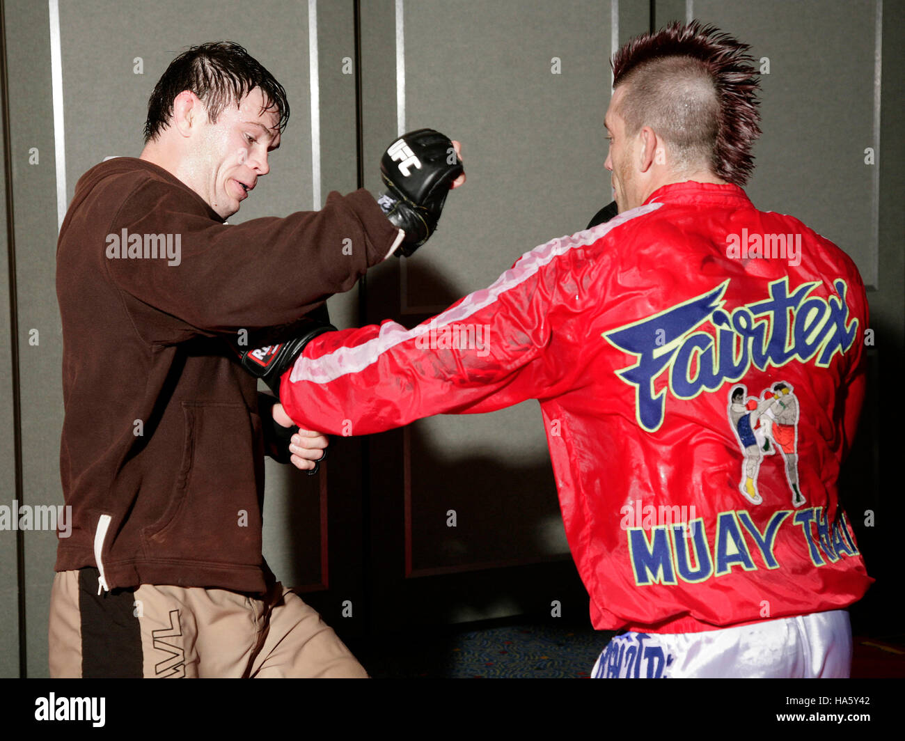 UFC fighter Forrest Griffin, left, at a training session in Anaheim ...