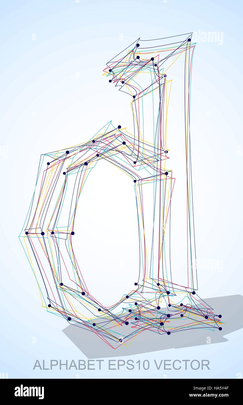 Abstract illustration of a Multicolor sketched lowercase letter D with ...