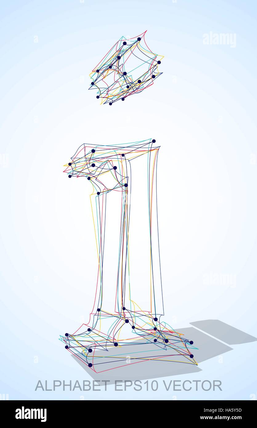 Abstract illustration of a Multicolor sketched lowercase letter I with ...