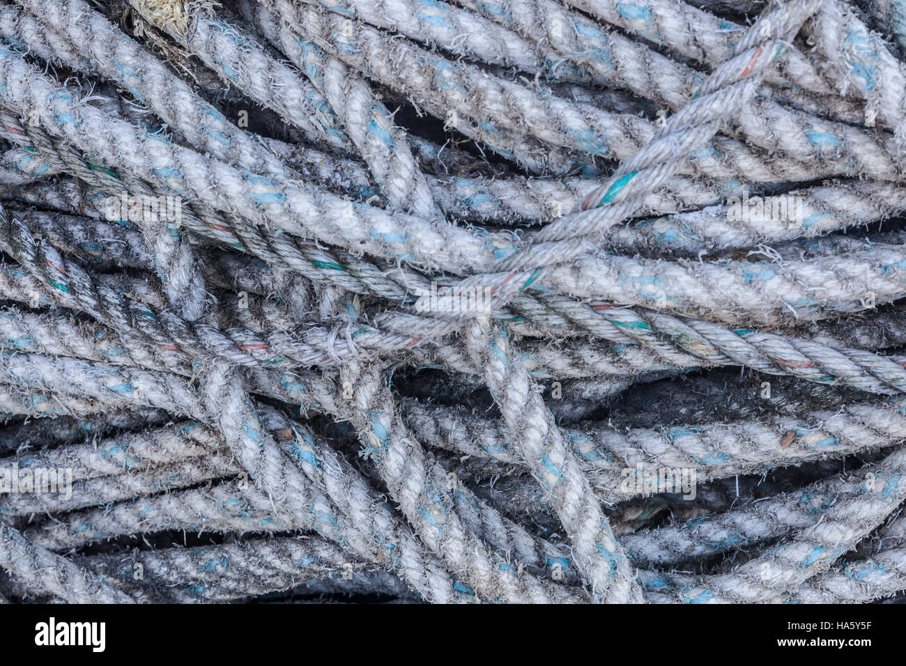A detail shot of rope by the harbour side in Padstow, Cornwall Stock ...