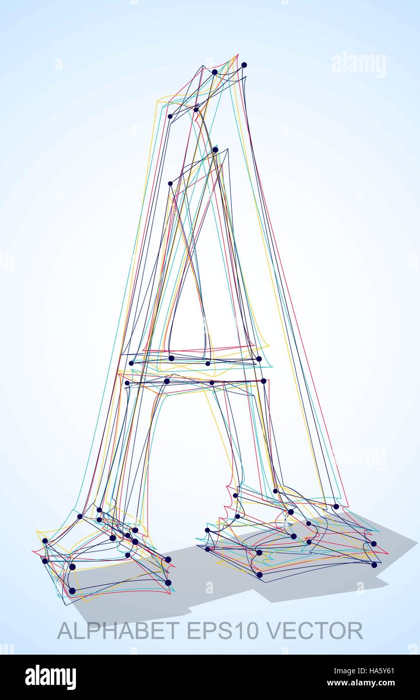 Abstract illustration of a Multicolor sketched uppercase letter A with ...