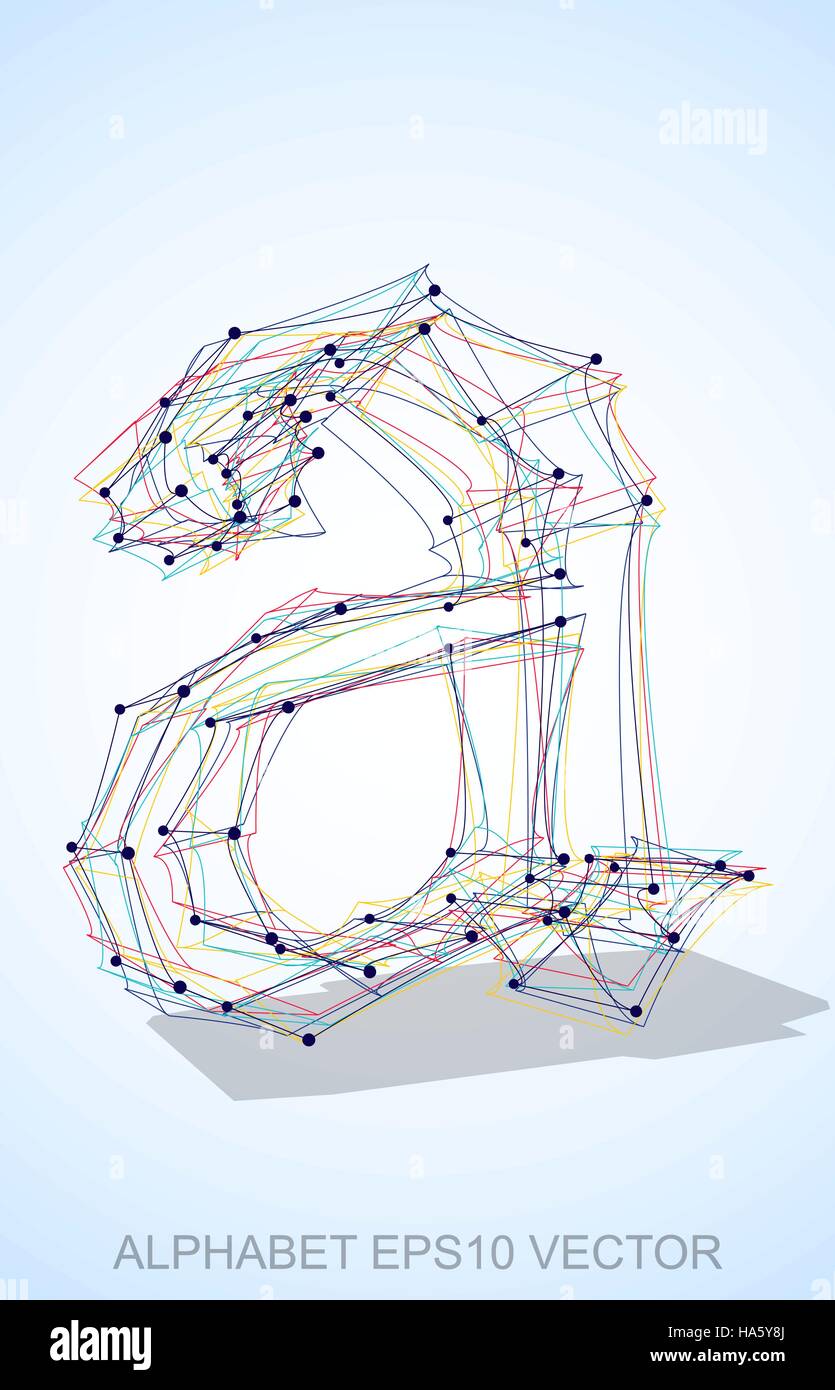 Abstract illustration of a Multicolor sketched lowercase letter A with ...