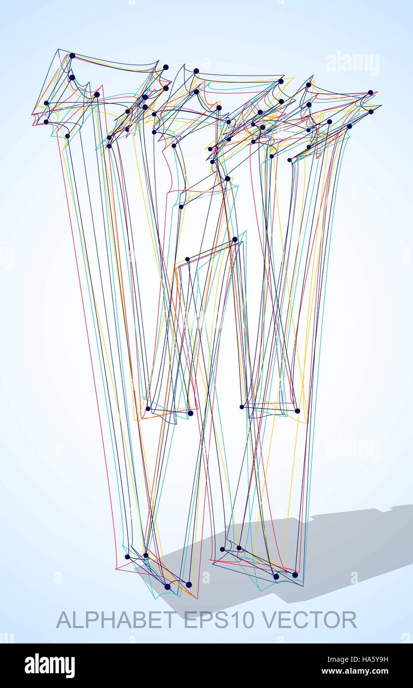 Abstract illustration of a Multicolor sketched uppercase letter W with ...