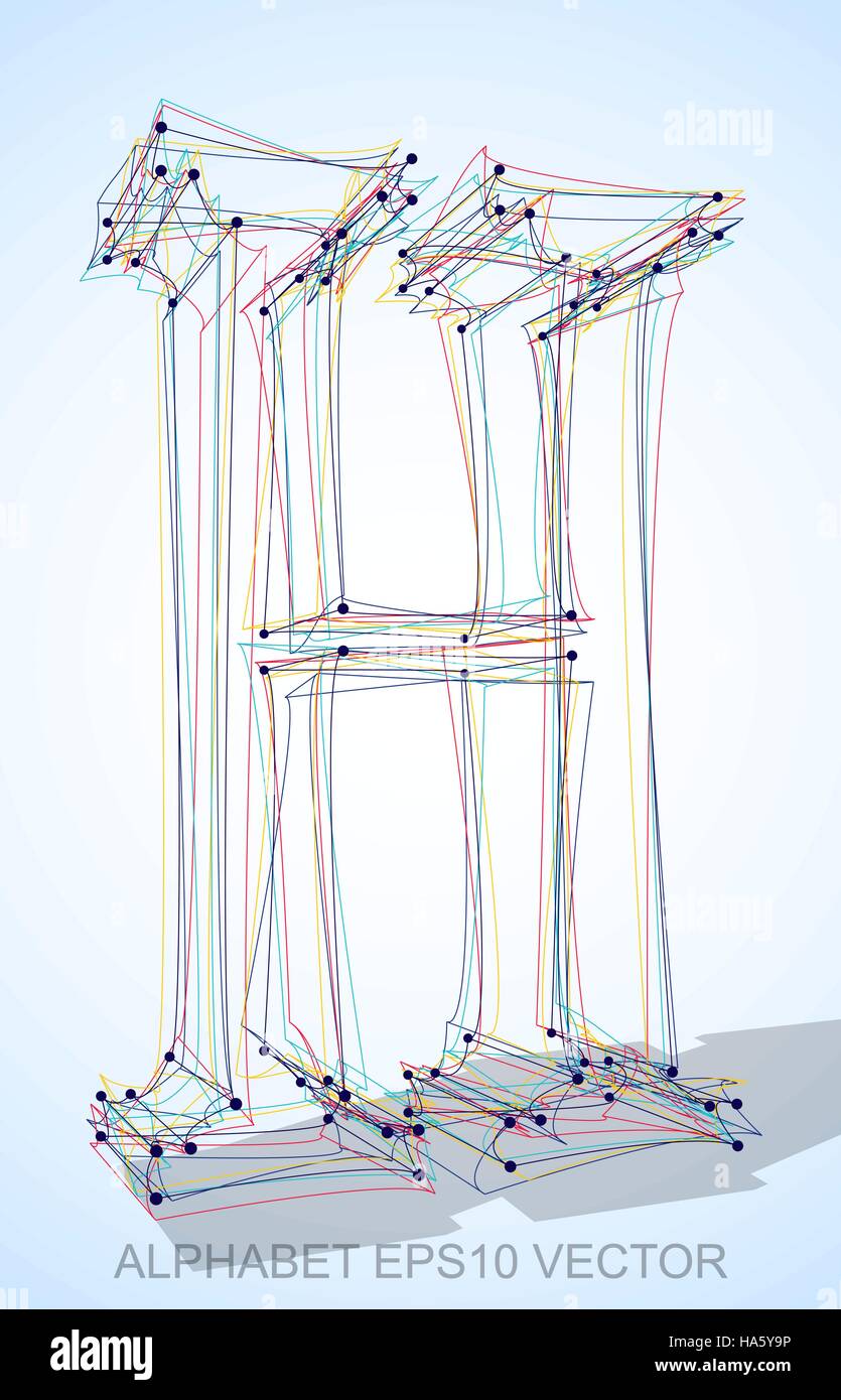 Abstract illustration of a Multicolor sketched uppercase letter H with ...