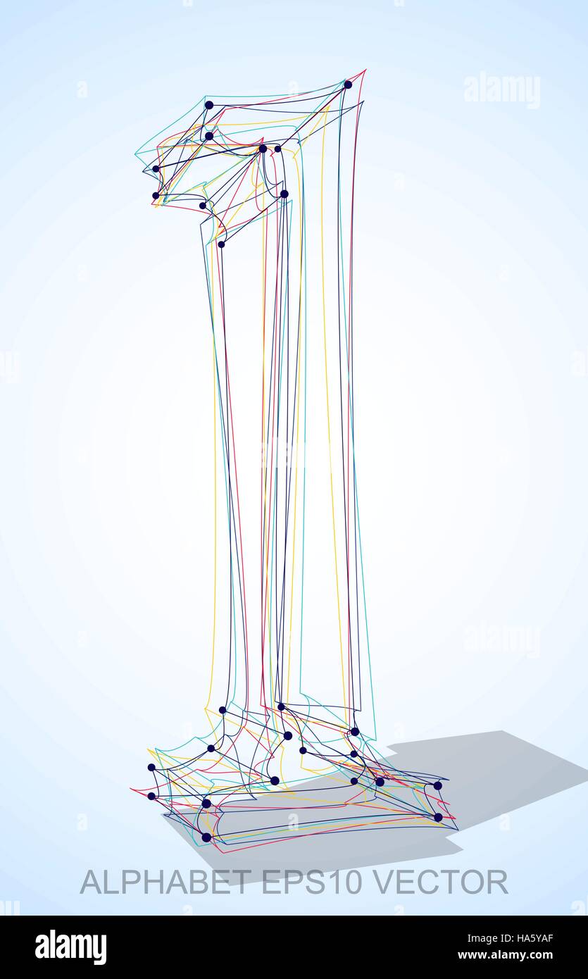 Abstract illustration of a Multicolor sketched lowercase letter L with ...