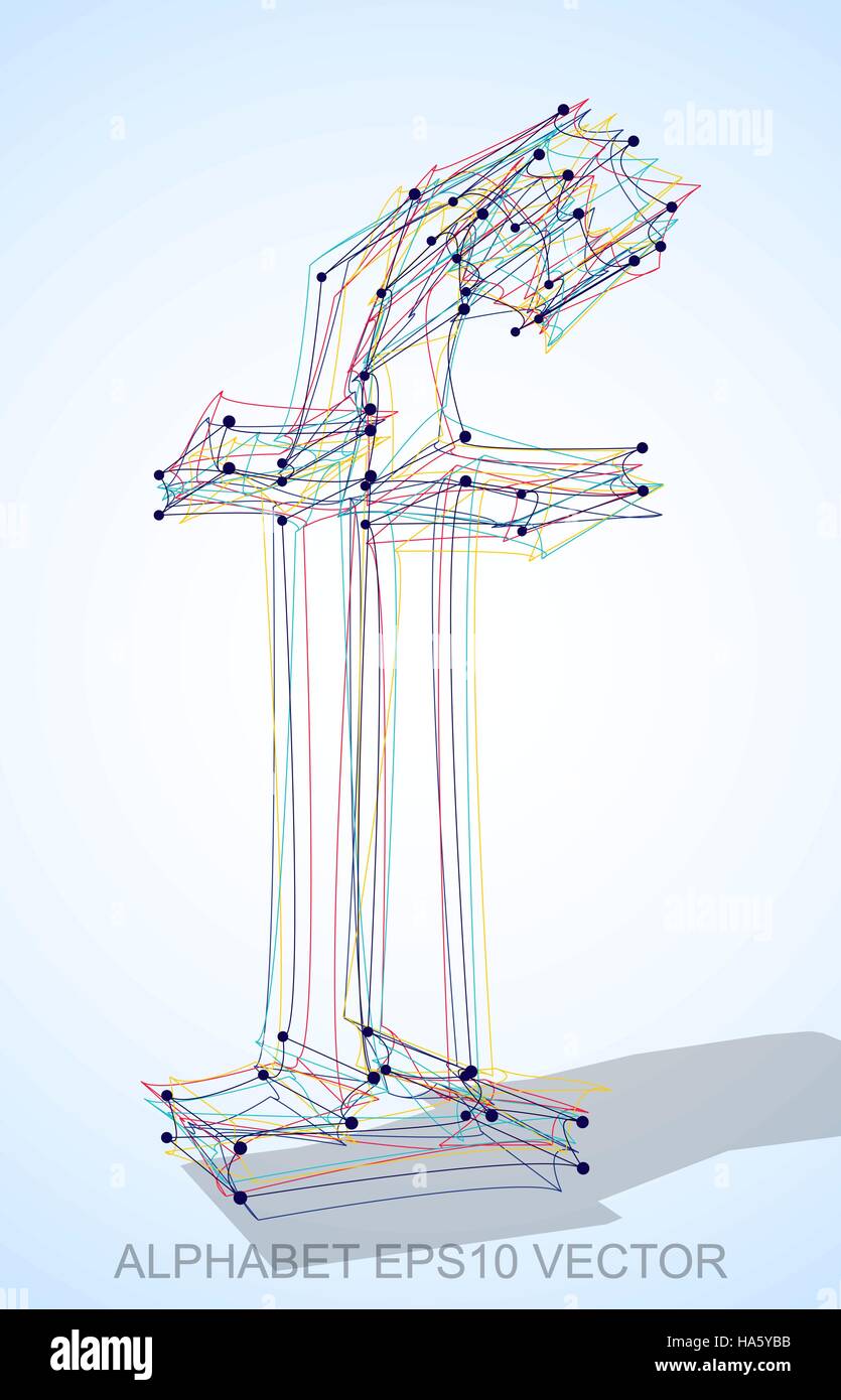 Abstract illustration of a Multicolor sketched lowercase letter F with ...