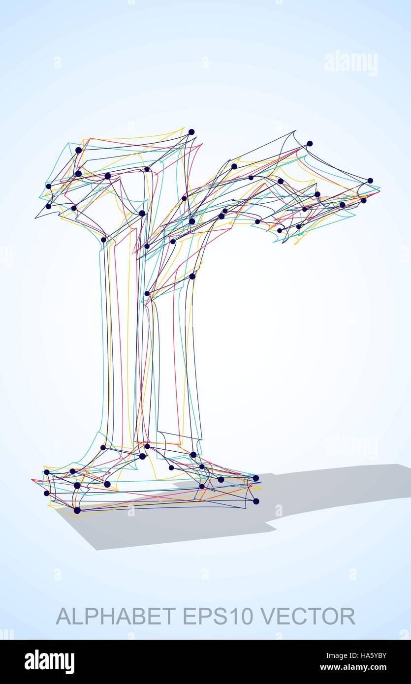 Abstract illustration of a Multicolor sketched lowercase letter R with ...