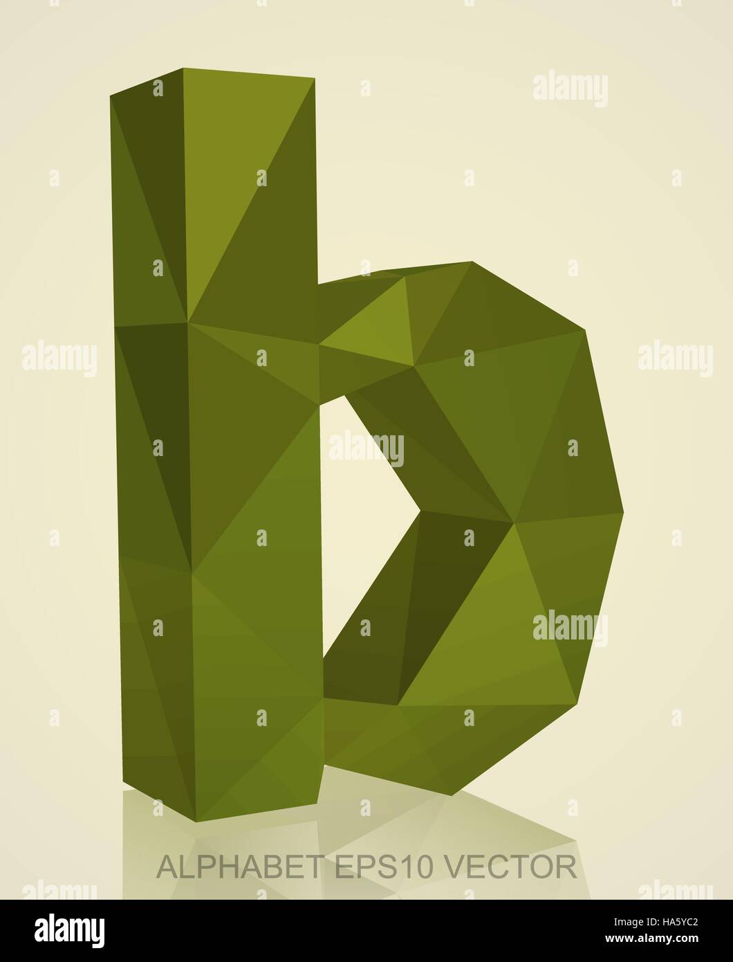Abstract Khaki 3D polygonal lowercase letter B with reflection. Low ...