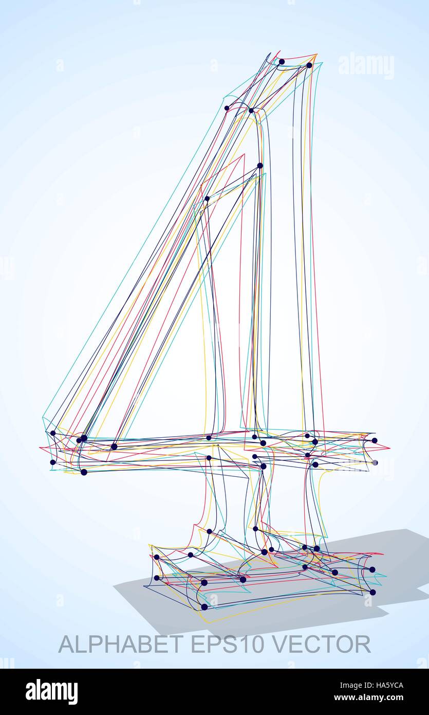 Abstract illustration of a Multicolor sketched number 4 with ...