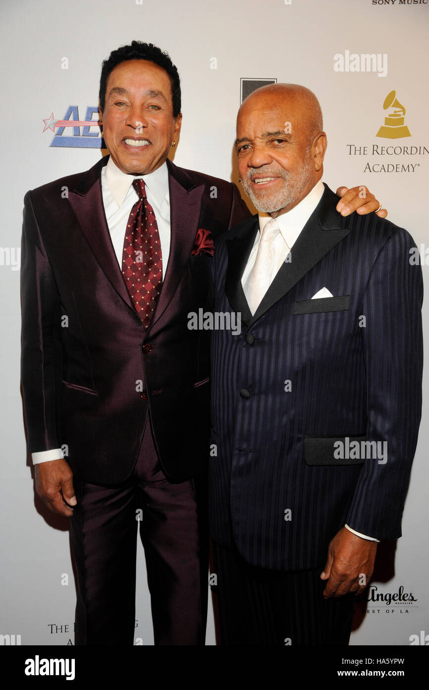 Motown founder Berry Gordy (r) and GRAMMY winner Smokey Robinson ...