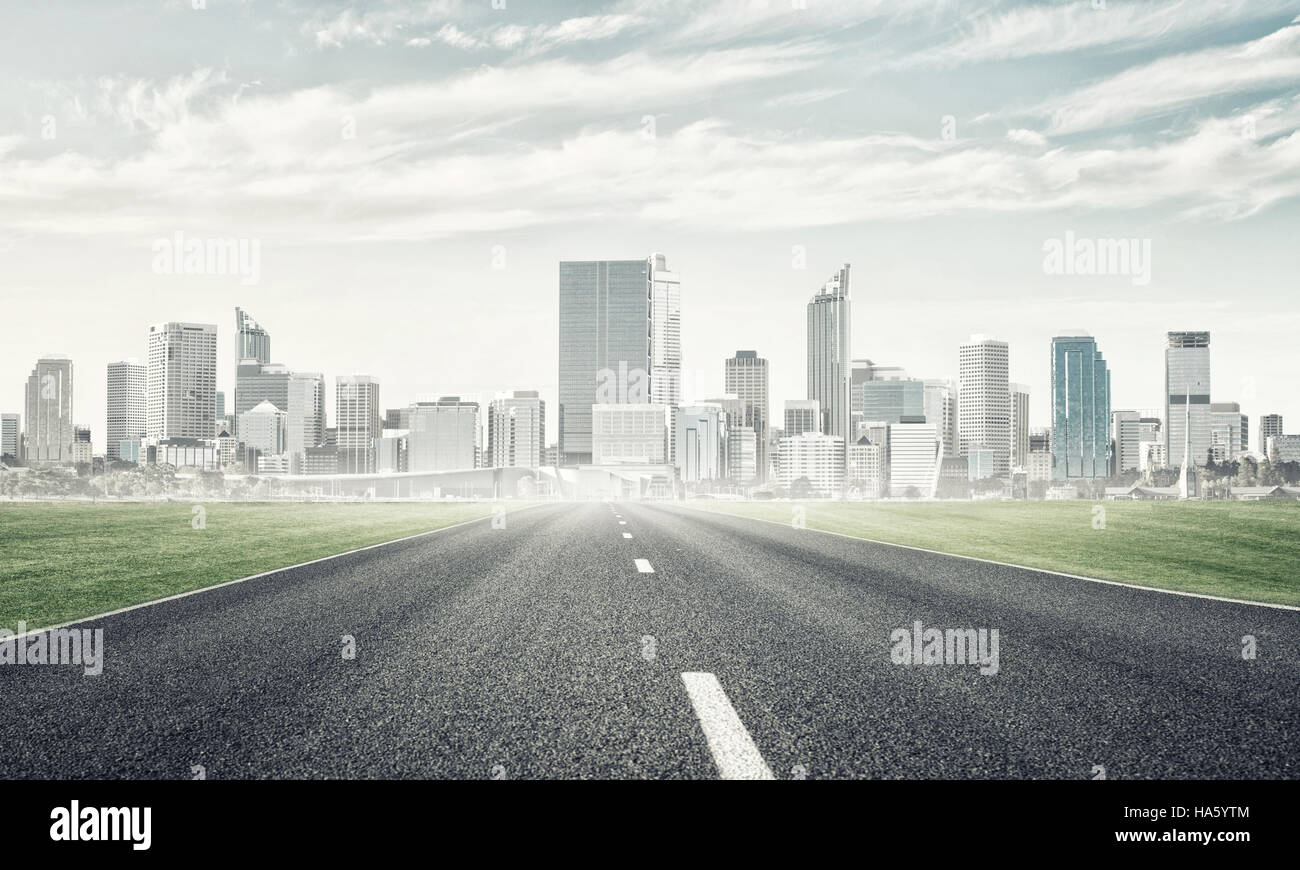 Road to big city Stock Photo - Alamy