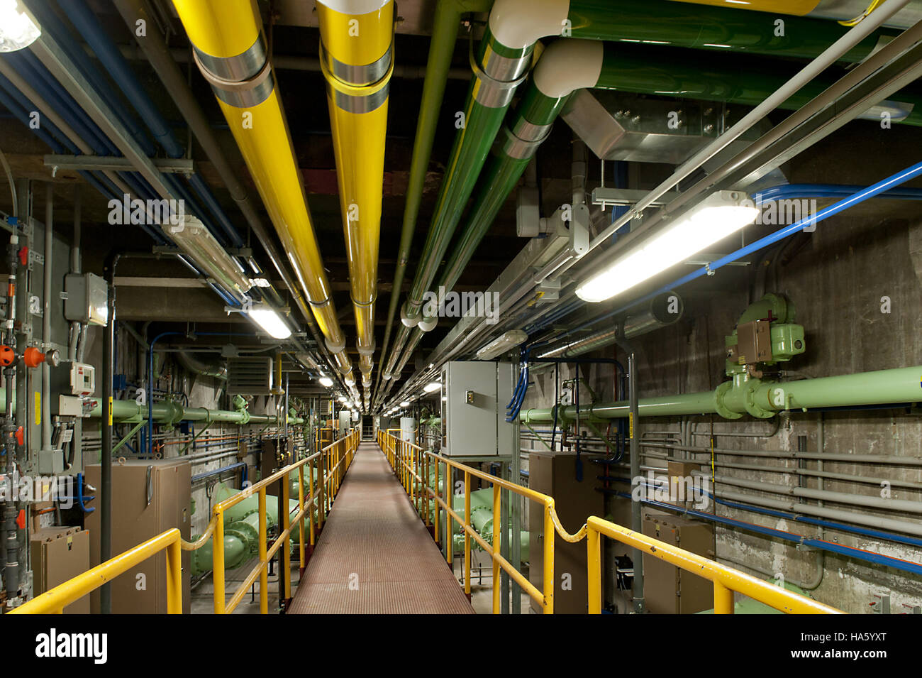 Walkway in water treatment plant Stock Photo - Alamy