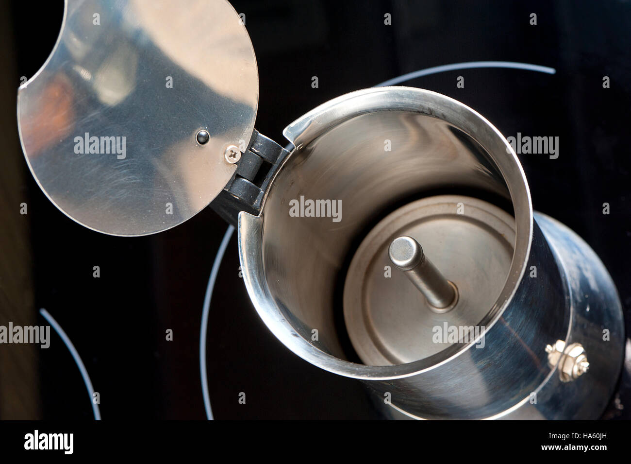 Inside aluminum moka pot or coffee maker Stock Photo - Alamy