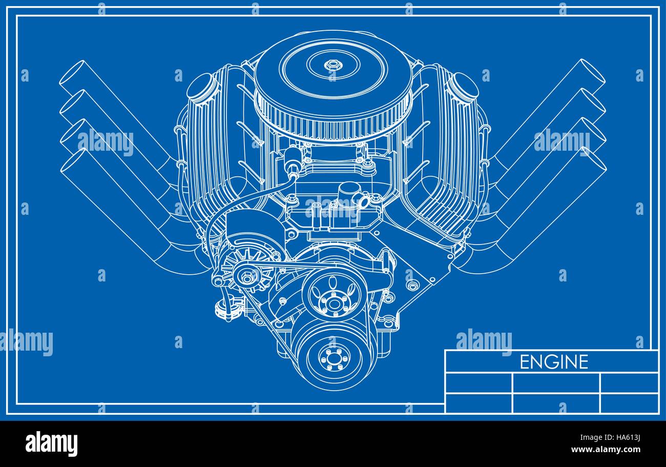 Hot rod V8 Engine drawing Stock Vector Image & Art - Alamy