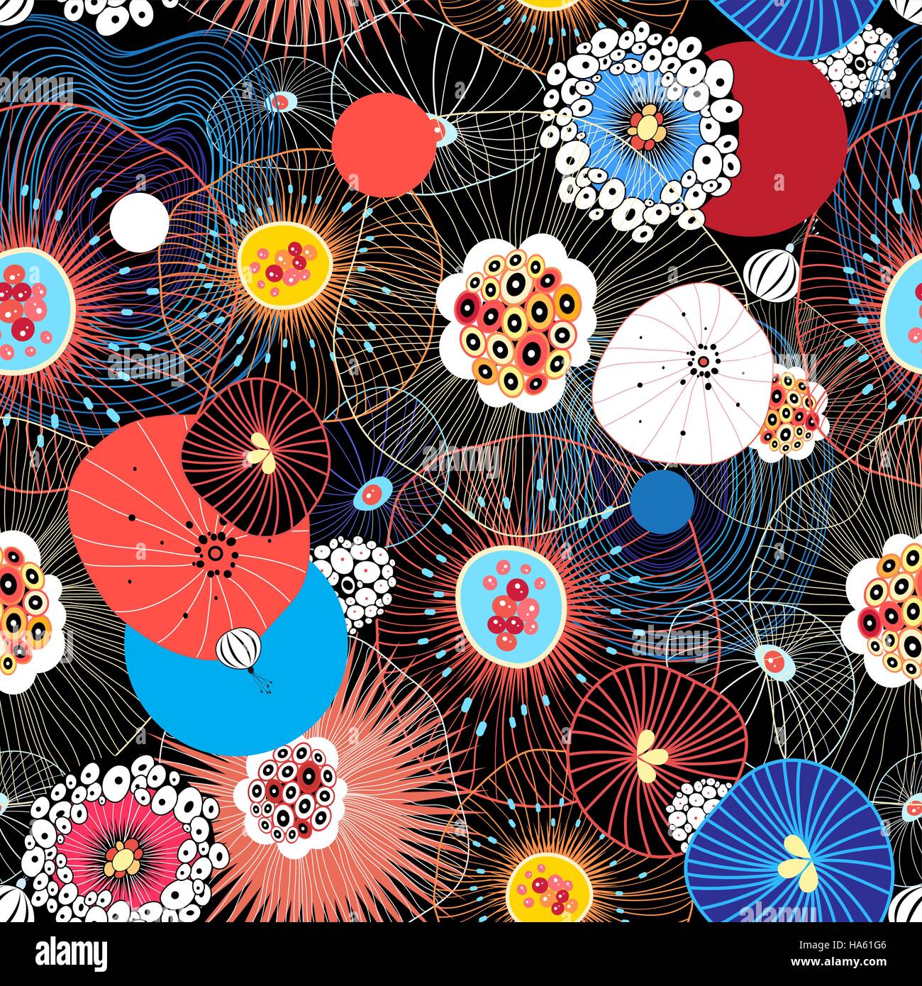 Bright abstract fantastic pattern of various unusual items Stock Vector ...