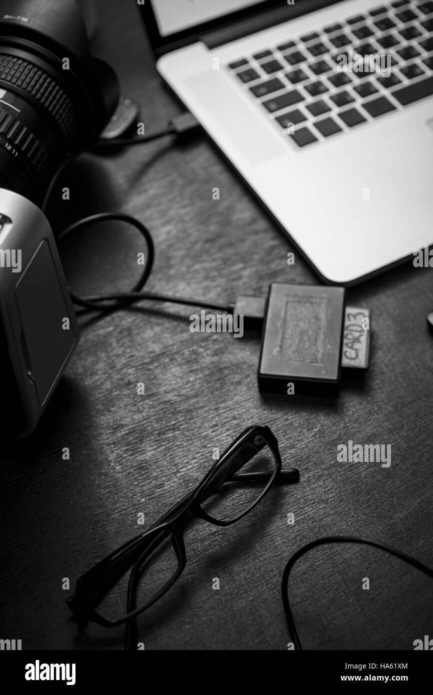 From above view of workplace with laptop Stock Photo - Alamy